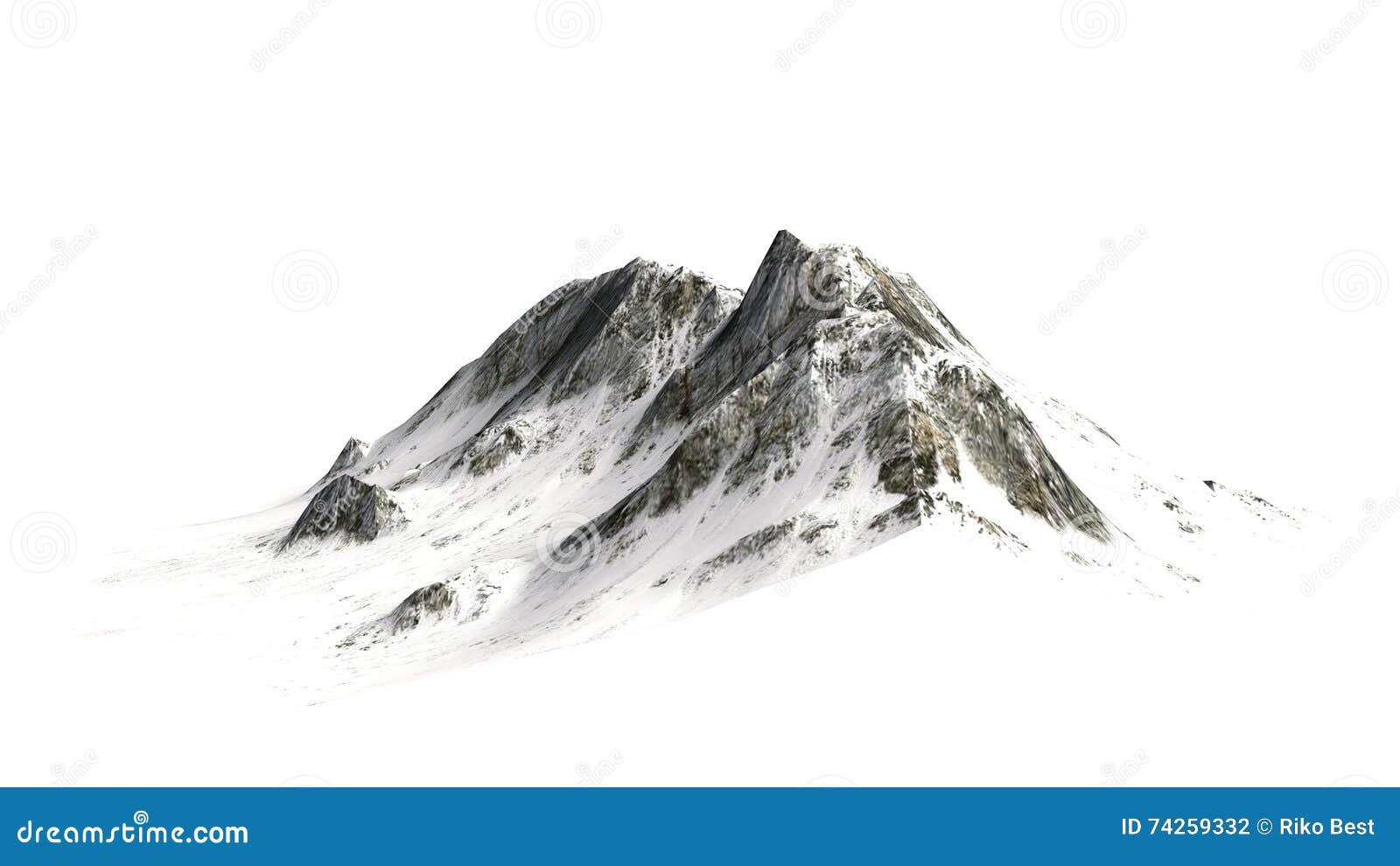 Snowy Mountains - Mountain Peak - Isolated on White Background Stock ...