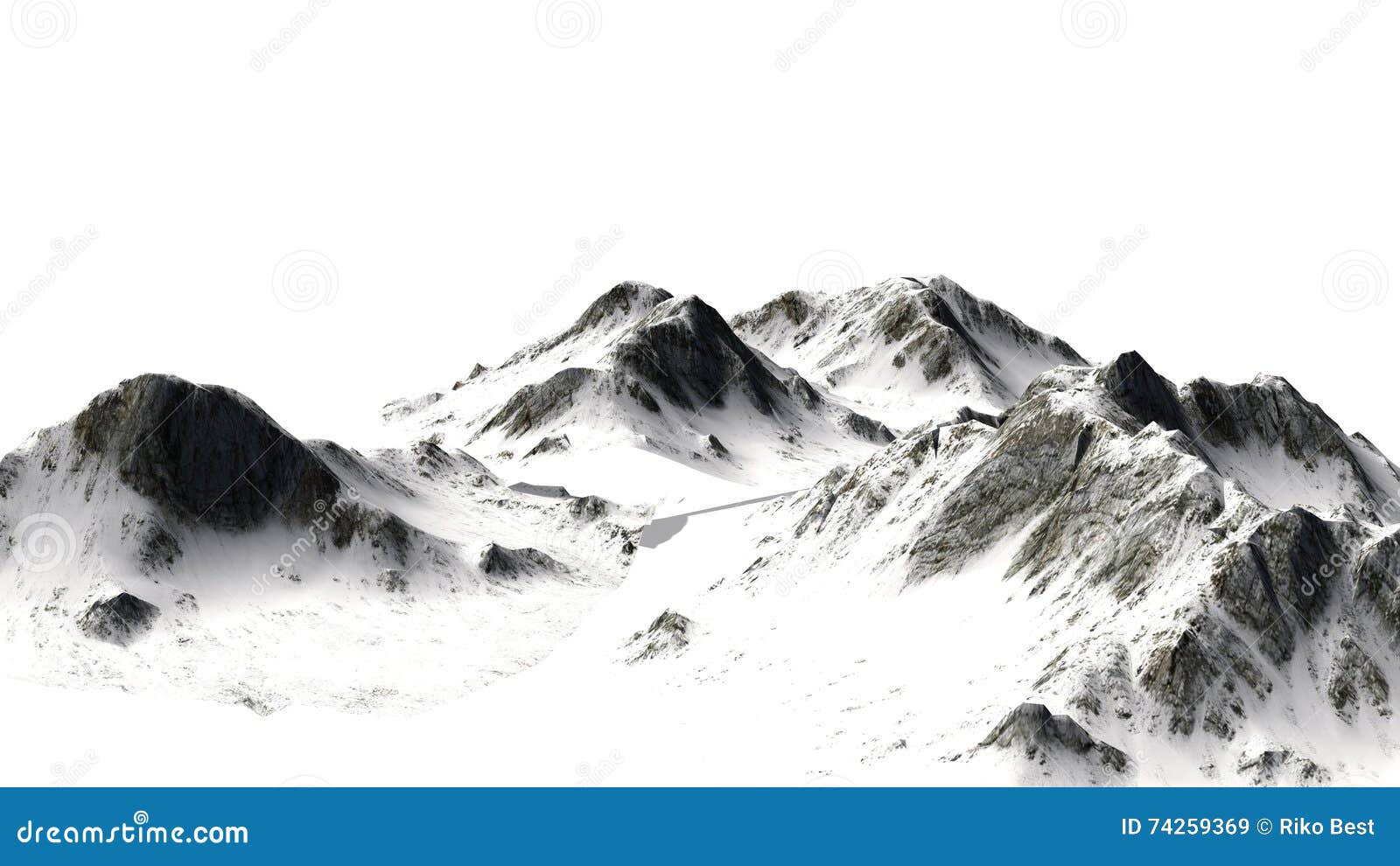 Snowy Mountains - Mountain Peak - Isolated on White Background Stock ...