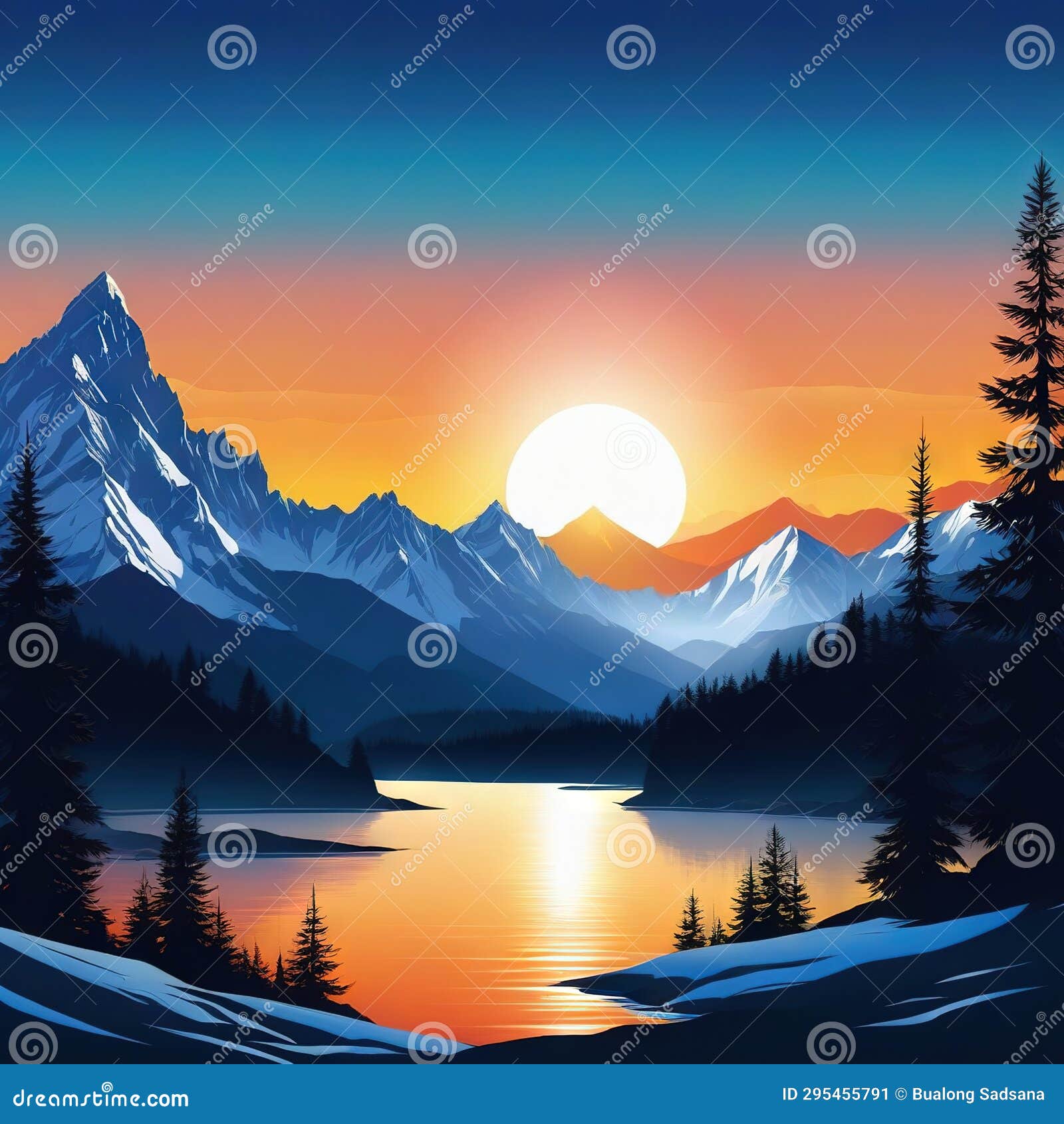 Snowy Mountains with Pine Forest and Good Reference for Stock ...