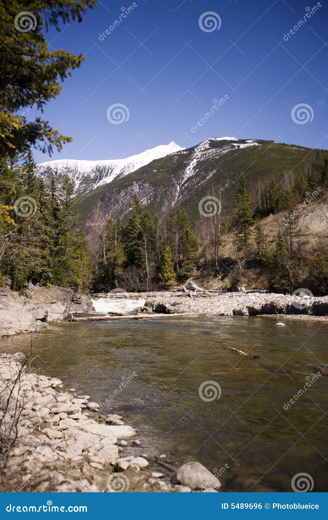 Snowy mountains and river stock photo. Image of river - 5489696
