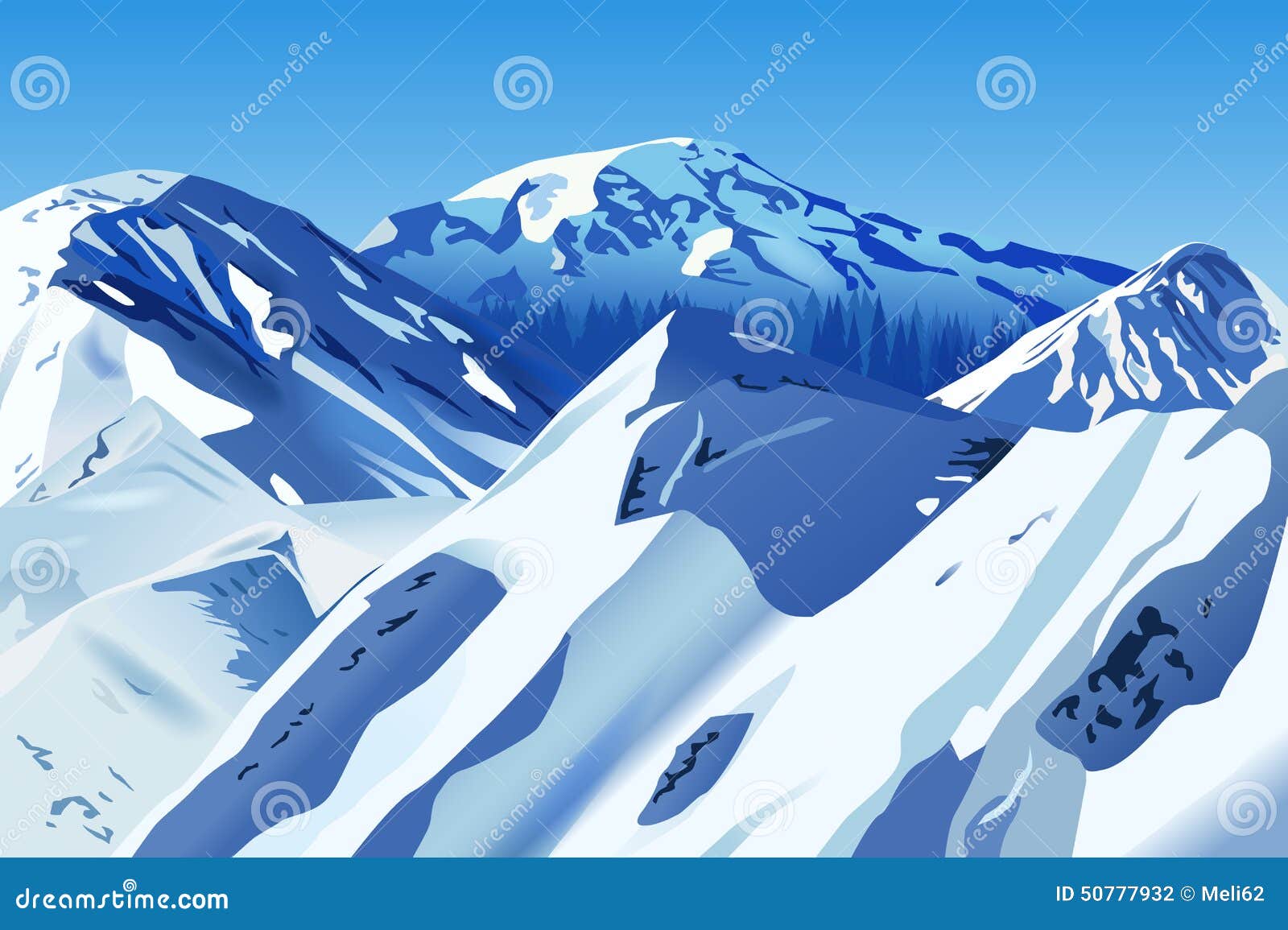 Snowy Mountains Cartoon Vector | CartoonDealer.com #48627123
