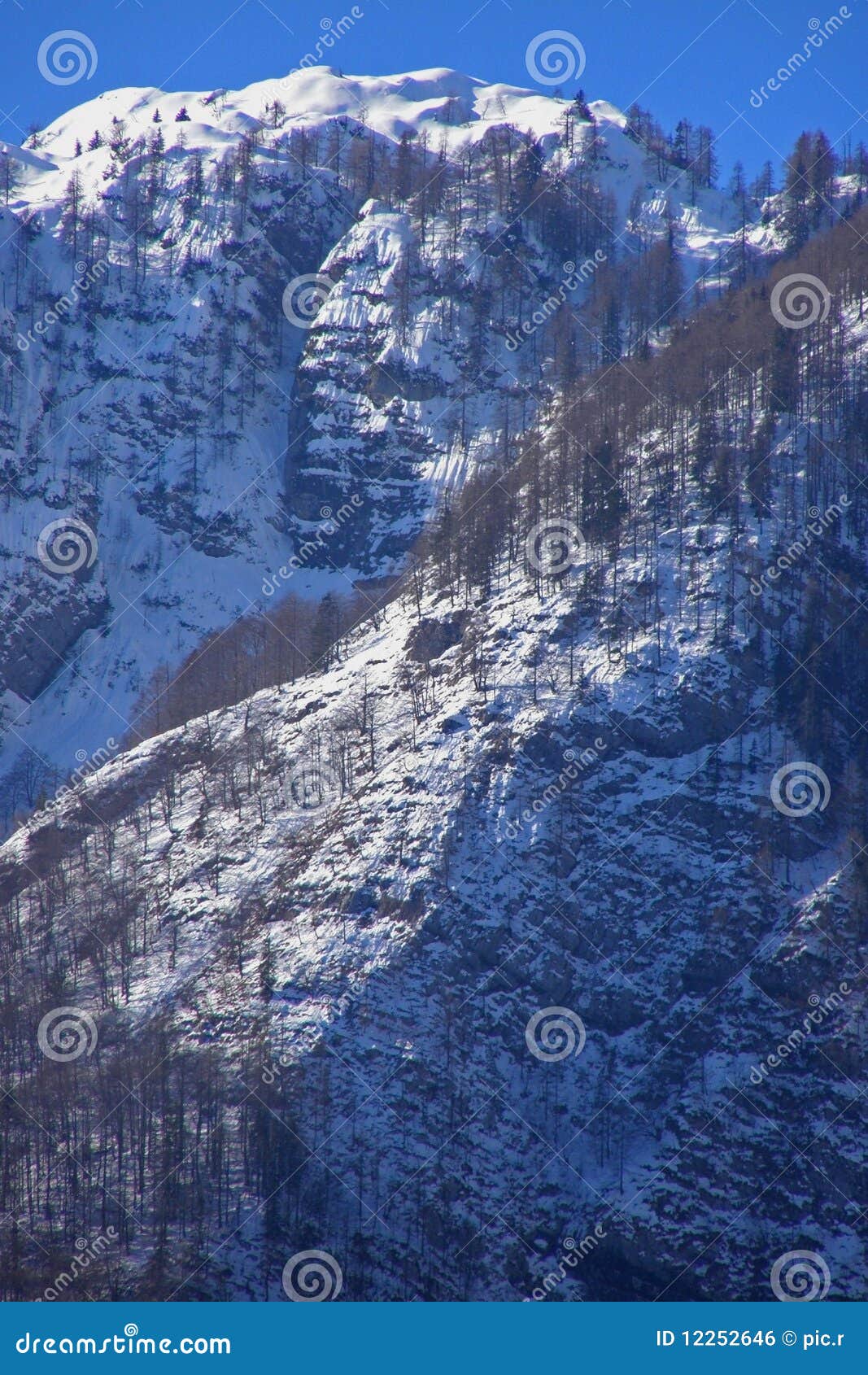 Snowy mountainside stock photo. Image of remote, calendar - 12252646