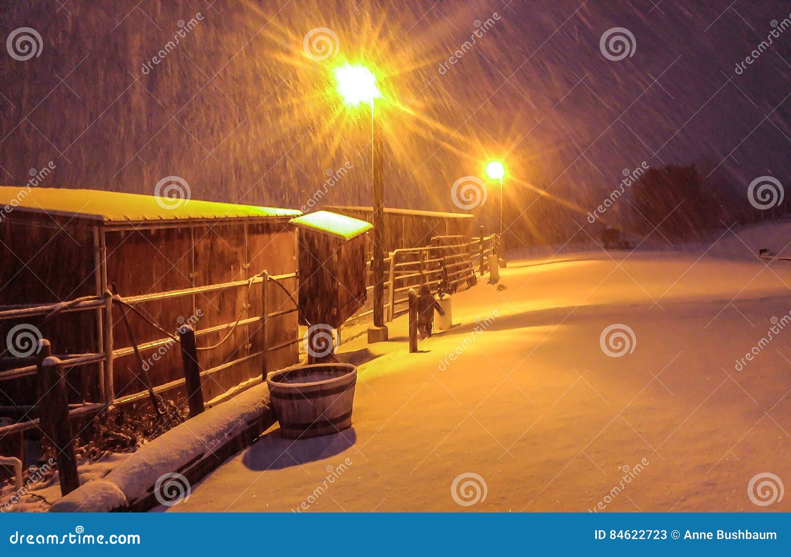 Snowy night stock image. Image of cold, outside, night - 84622723
