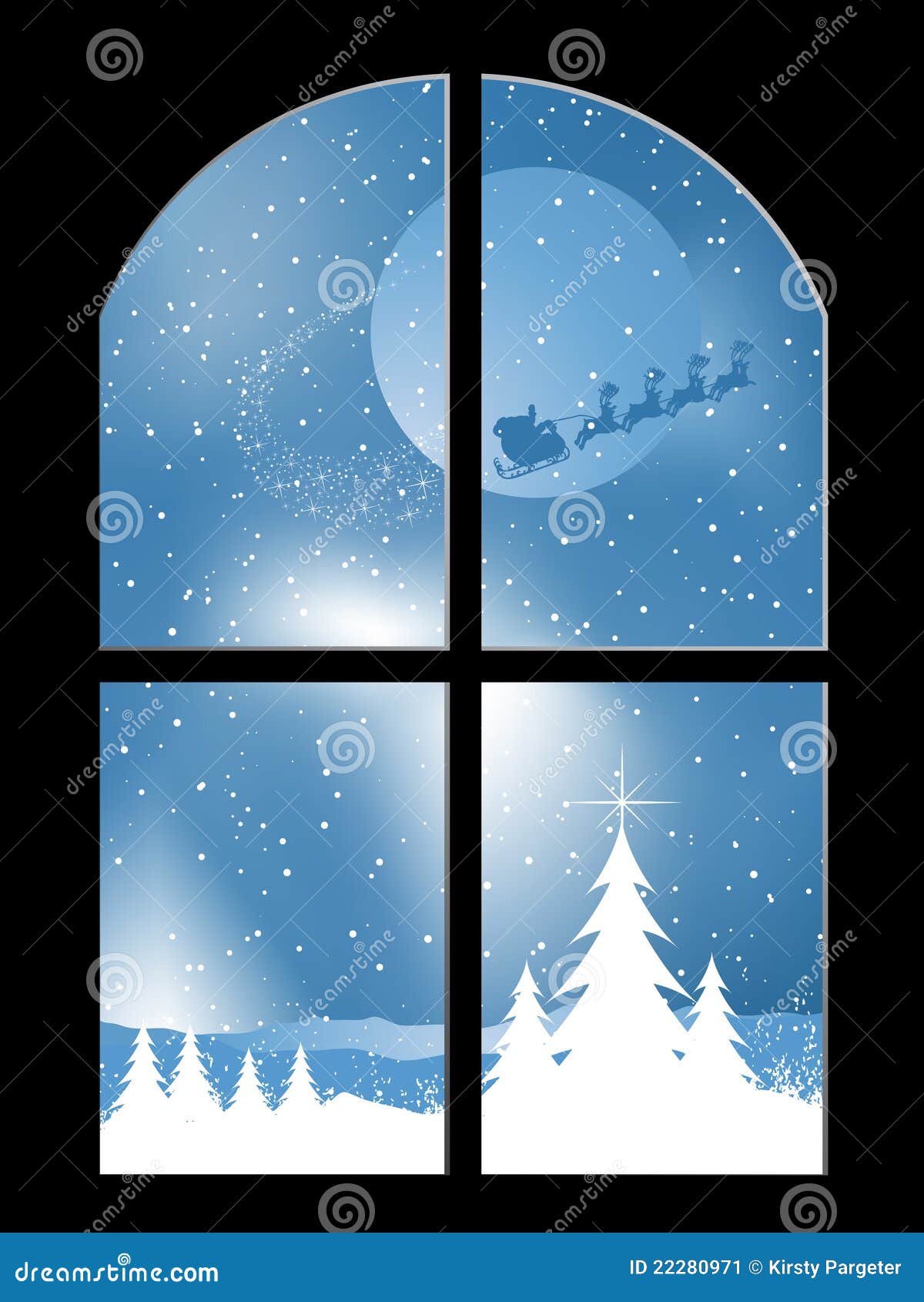 Snowy Night through a Window Stock Vector - Illustration of celebrate ...