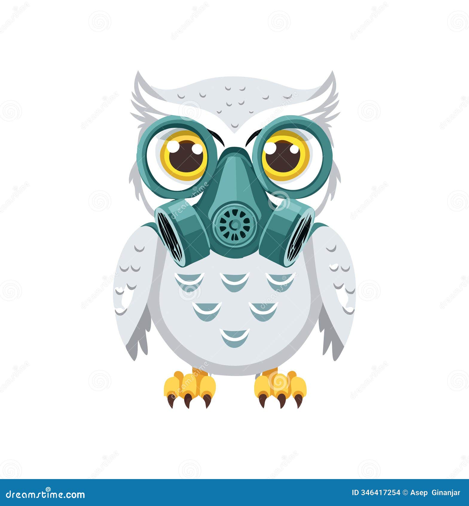 Snowy Owl Wearing a Gas Mask Stock Illustration - Illustration of ...