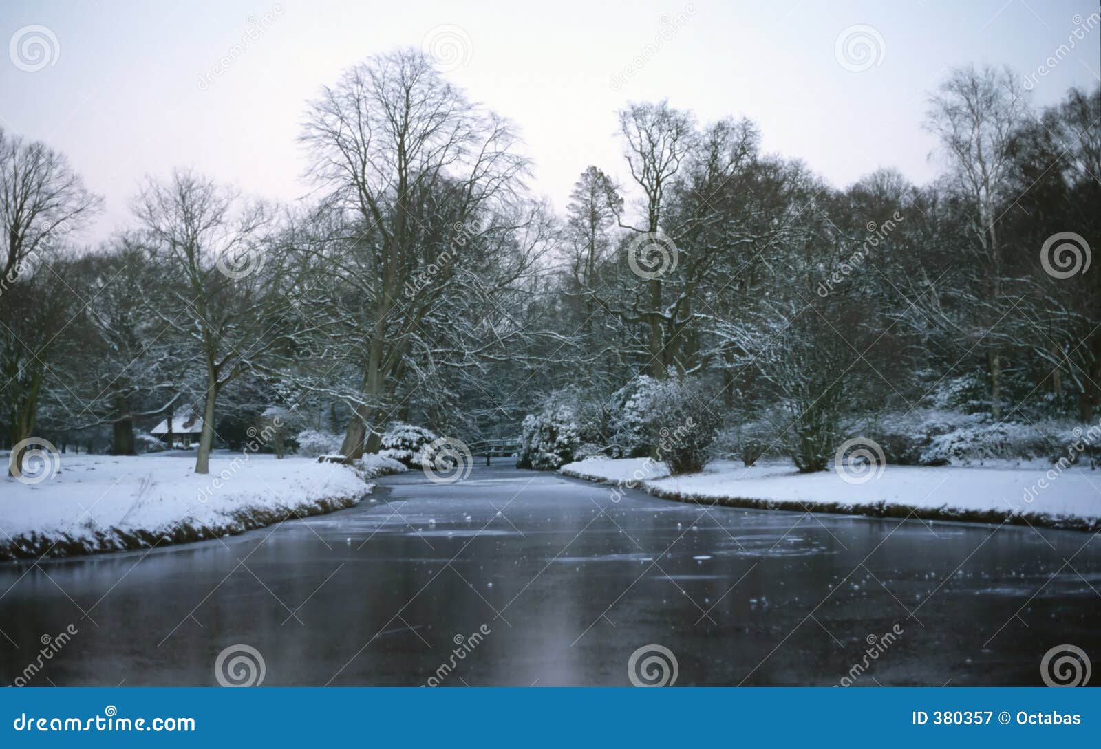 Snowy park stock image. Image of snowfall, winter, season - 380357