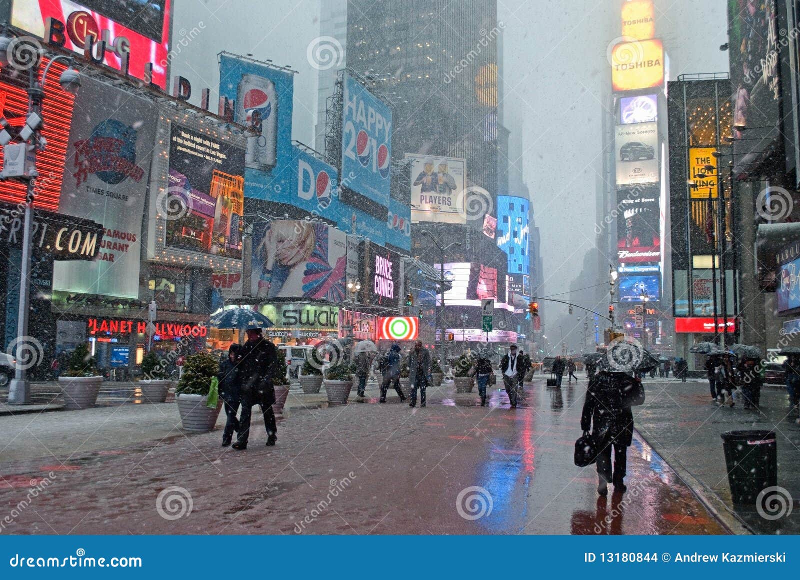 Snowy Pass through Times Square Editorial Stock Image - Image of ...
