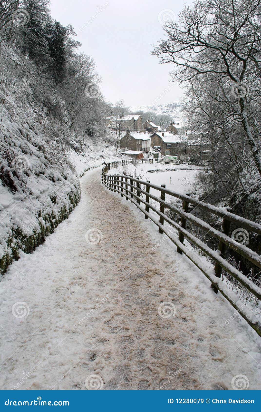 Snowy Path stock image. Image of castleton, toned, snow - 12280079