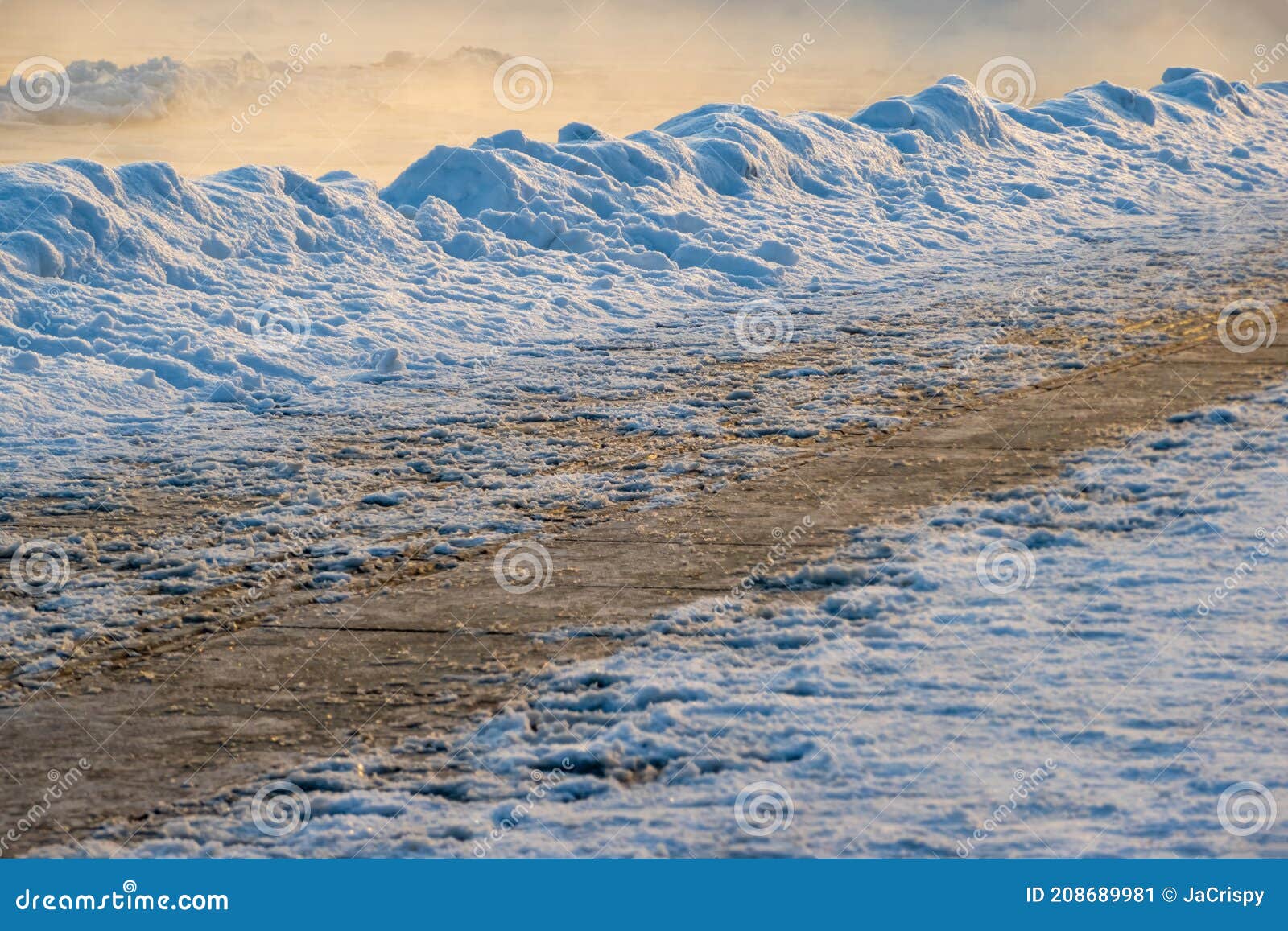 Snowy Path by the River in a Cold Winter Day. Nobody Stock Image ...