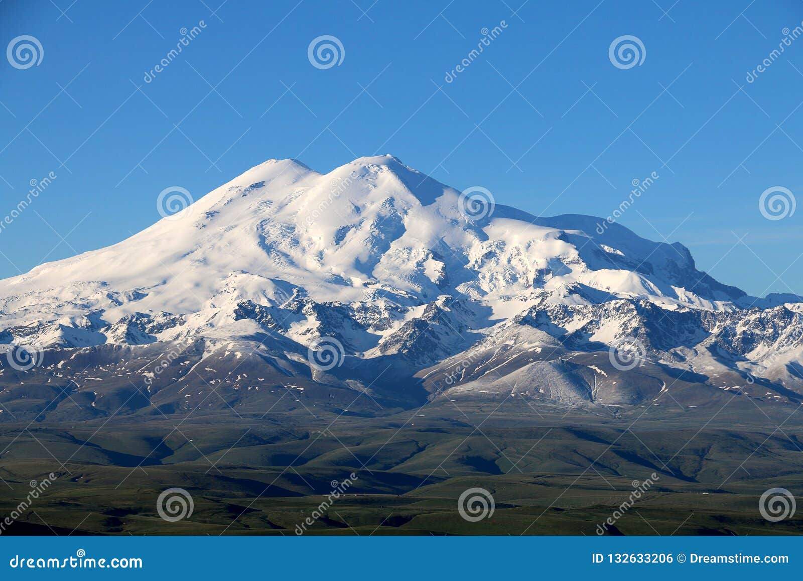 Elbrus at sunset stock photo. Image of nature, blue - 132633206
