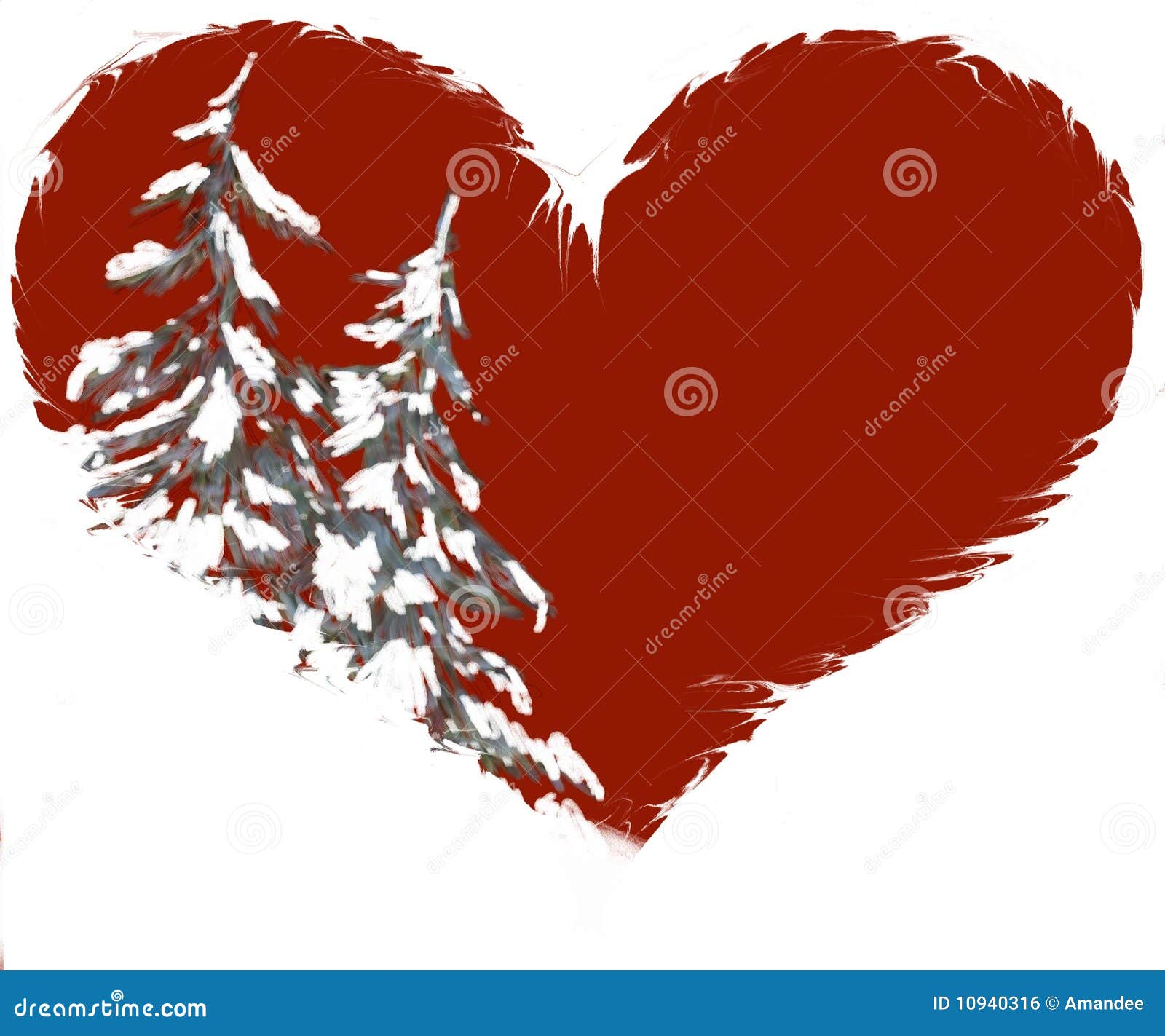 Snowy Pine Trees in Heart Shape Illustration Stock Illustration ...
