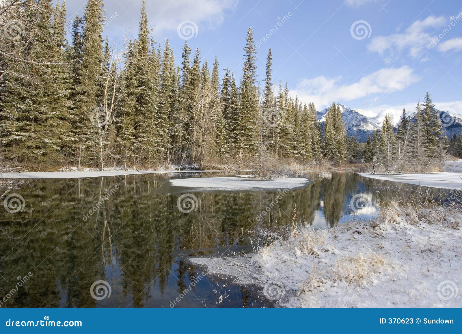 Snowy Pond Picture. Image: 370623