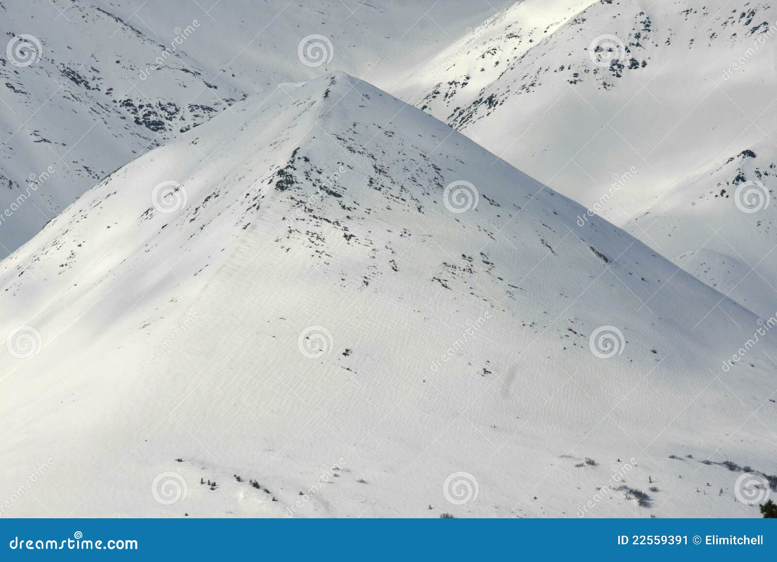 Snowy Pyramidal Mountain in Broad Pass, Alaska Stock Image - Image of ...