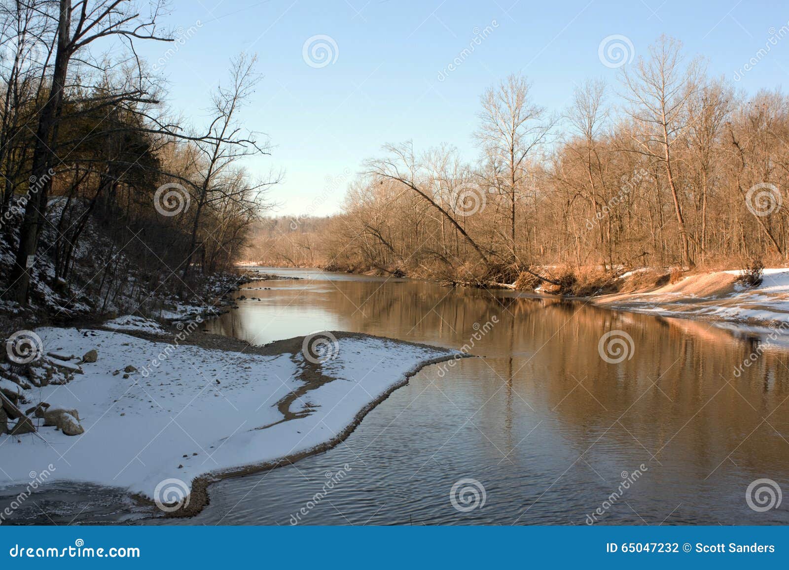 Snowy river stock photo. Image of river, weeds, banks - 65047232