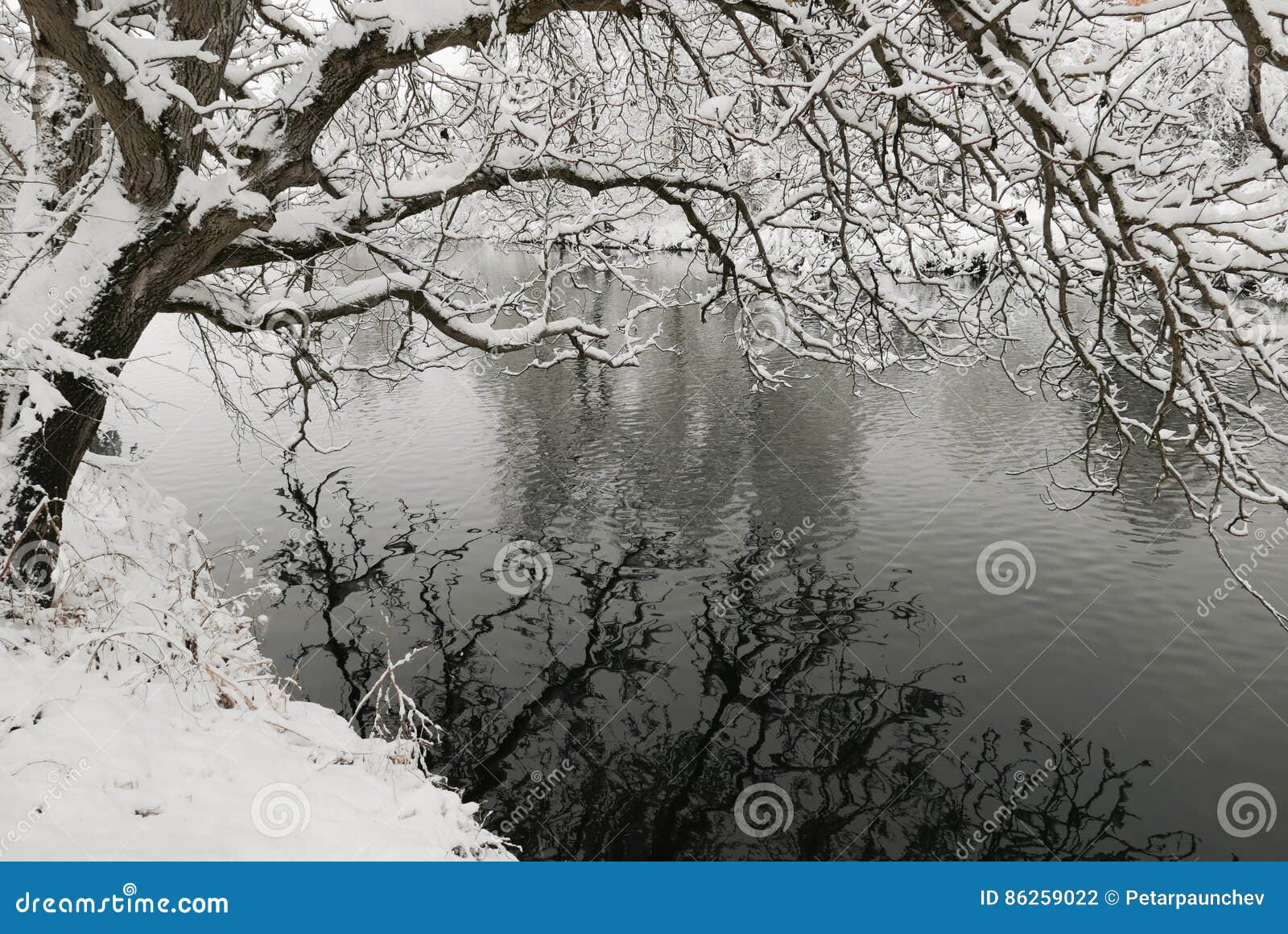 Snowy river stock photo. Image of scene, frozen, frost - 86259022