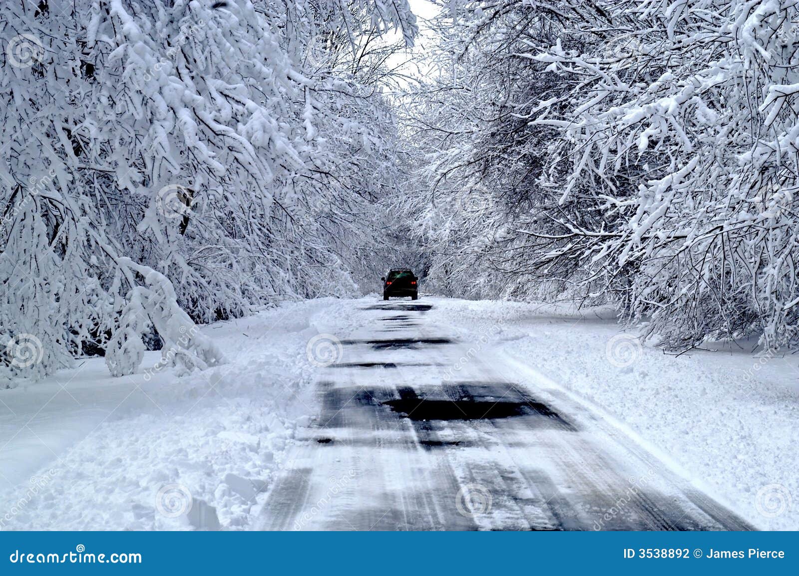 Snowy road stock photo. Image of driving, conditions, highway - 3538892