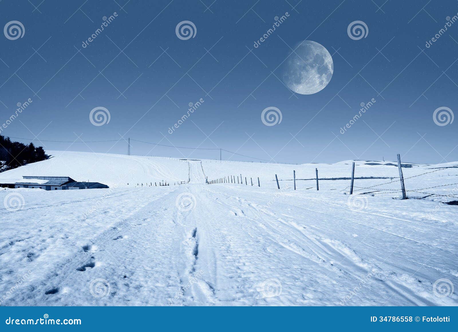 Snowy road stock photo. Image of hill, stars, blue, snowy - 34786558