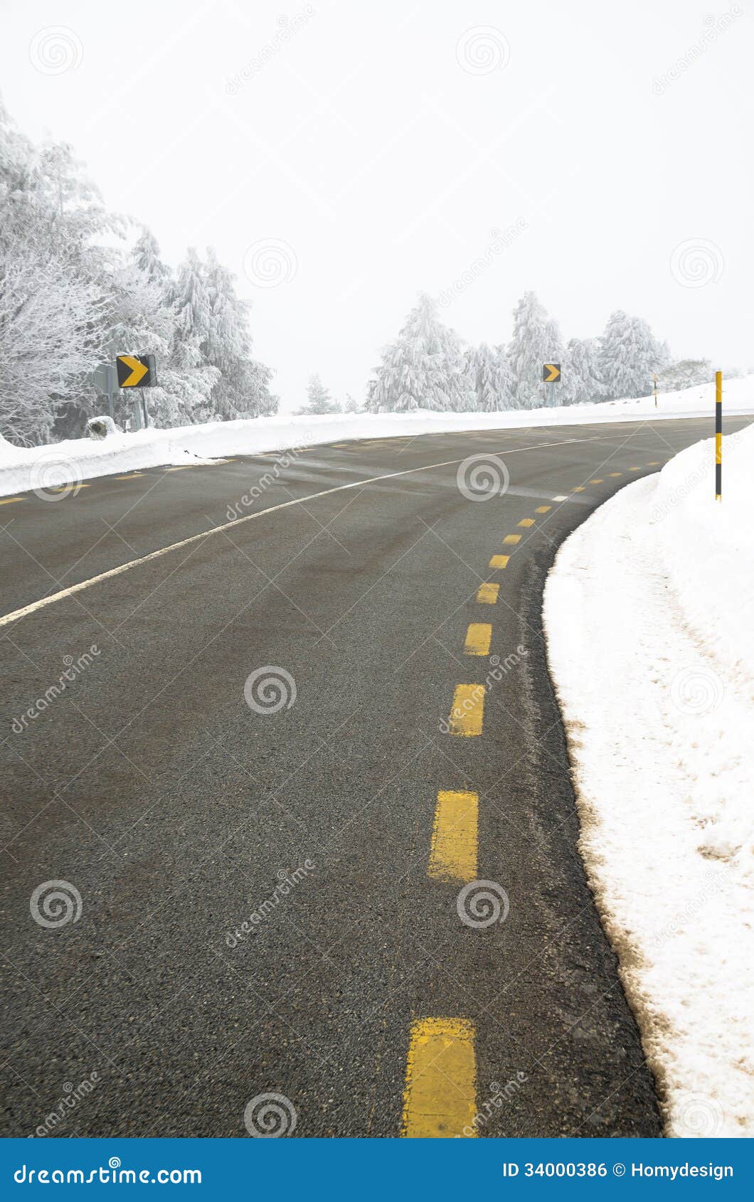 Snowy Road stock photo. Image of natural, forbidden, frozen - 34000386