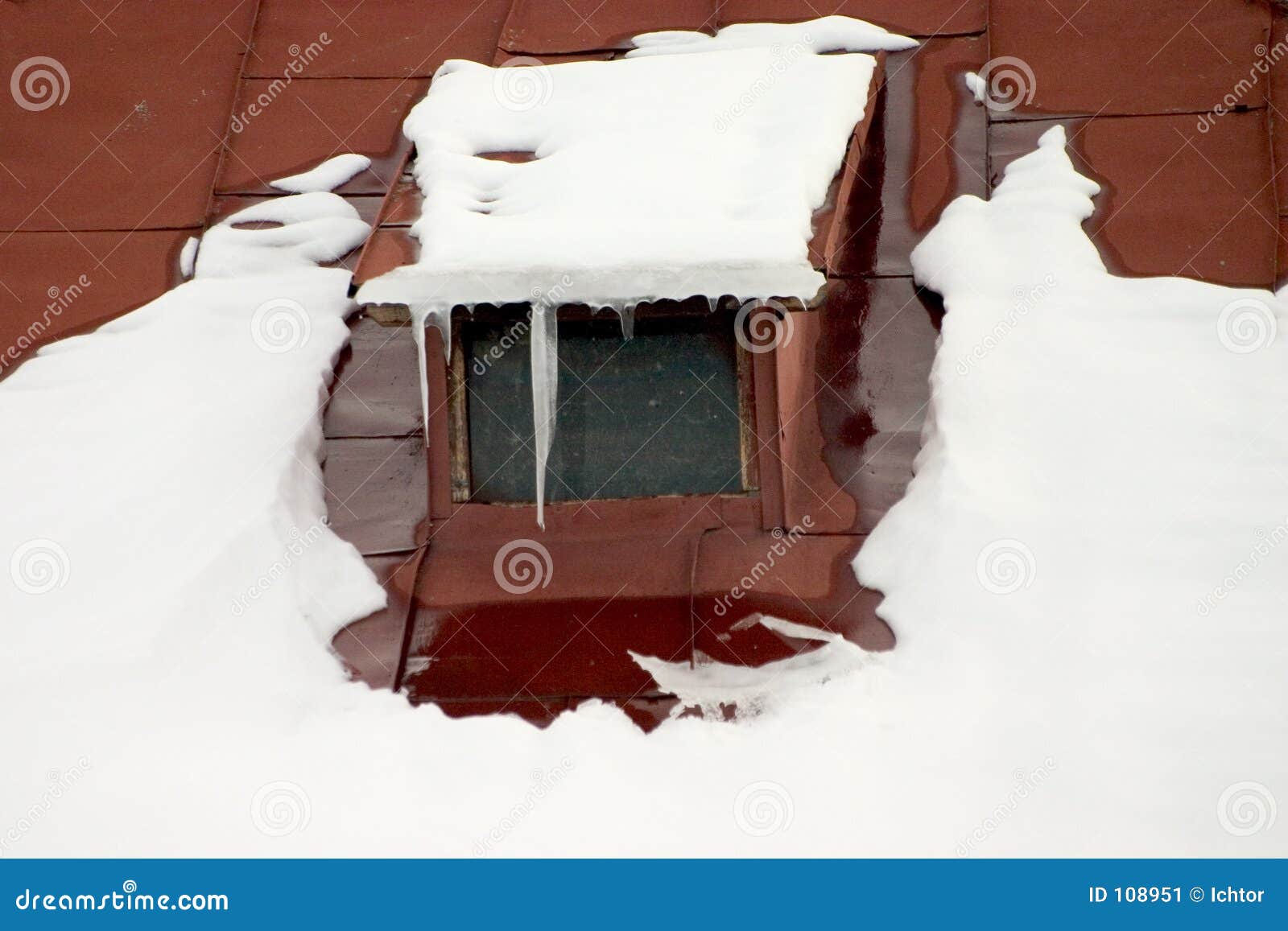 Snowy Rooftop stock image. Image of window, white, icicle - 108951