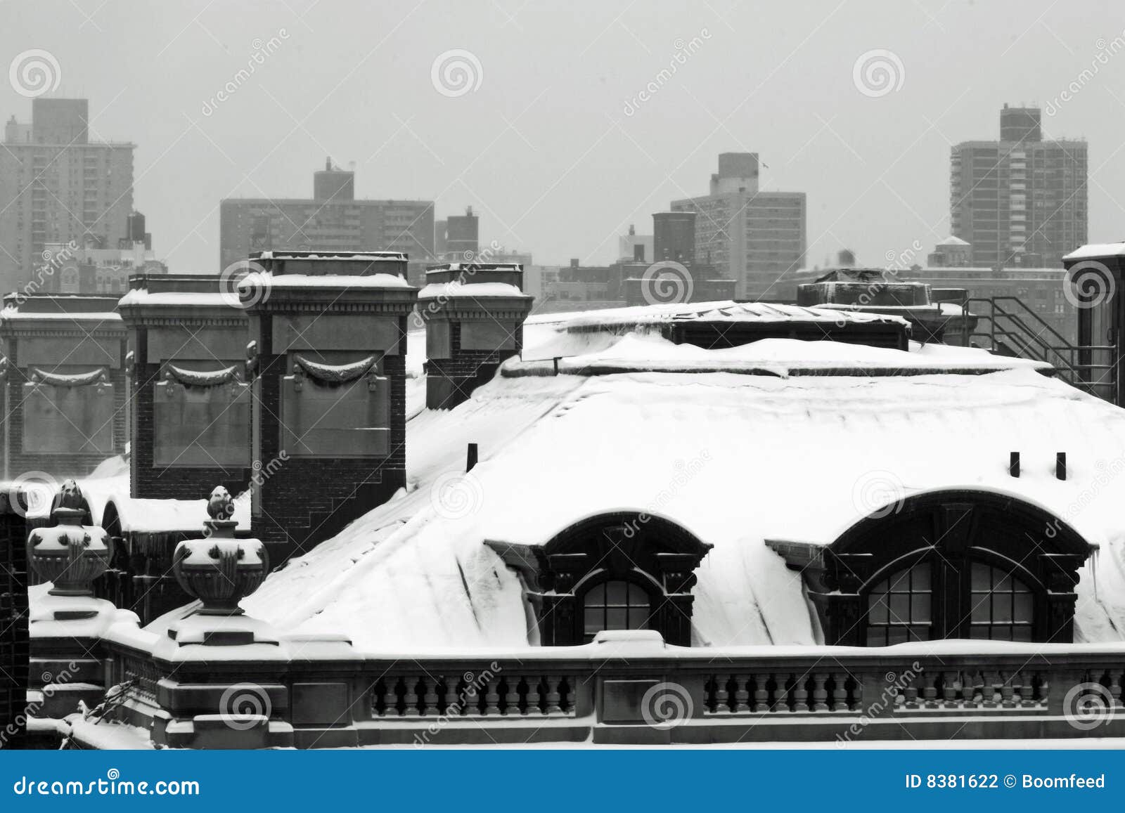 Snowy Rooftop stock photo. Image of winter, style, skyline - 8381622
