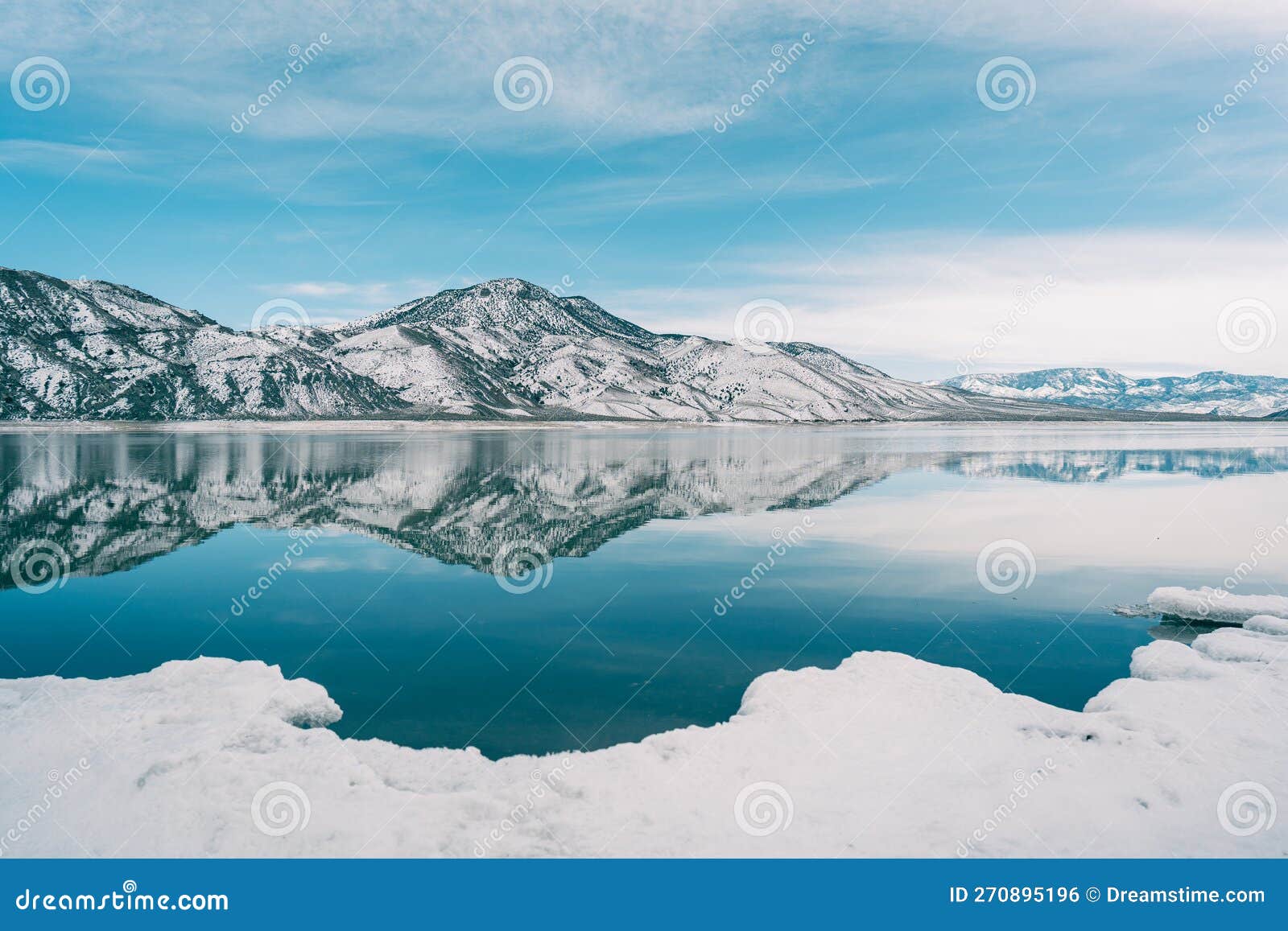 Snowy Scene at Piute Reservoir, Utah Stock Photo - Image of view, cloud ...