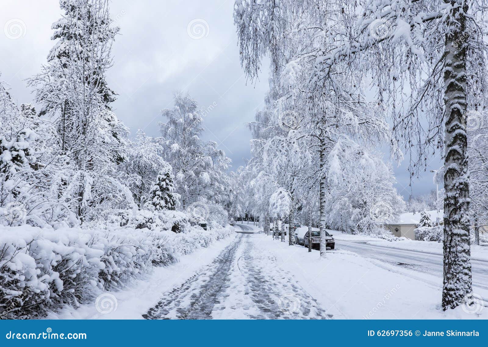 Snowy sidewalk stock photo. Image of white, november - 62697356