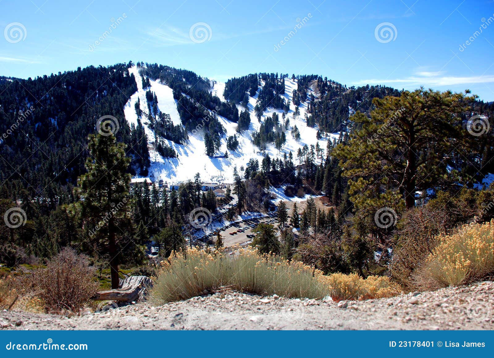Snowy Ski Slope stock image. Image of mountain, slope - 23178401