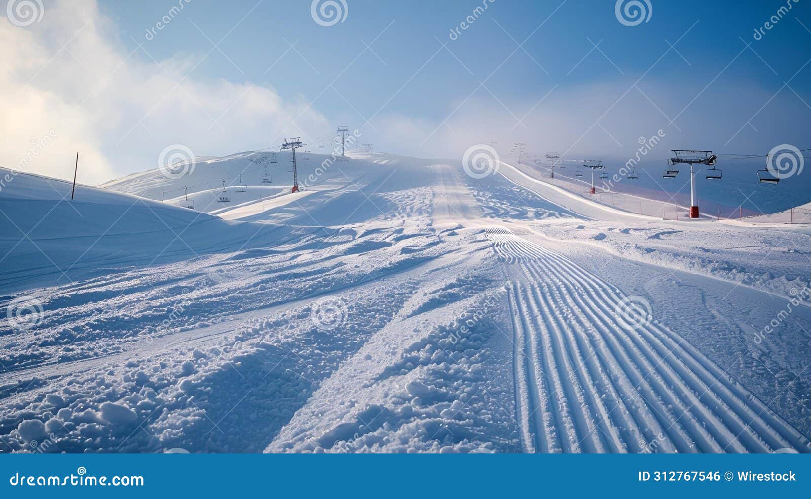 Snowy Ski Slope and Scenic Mountain-top View, AI-generated. Stock ...