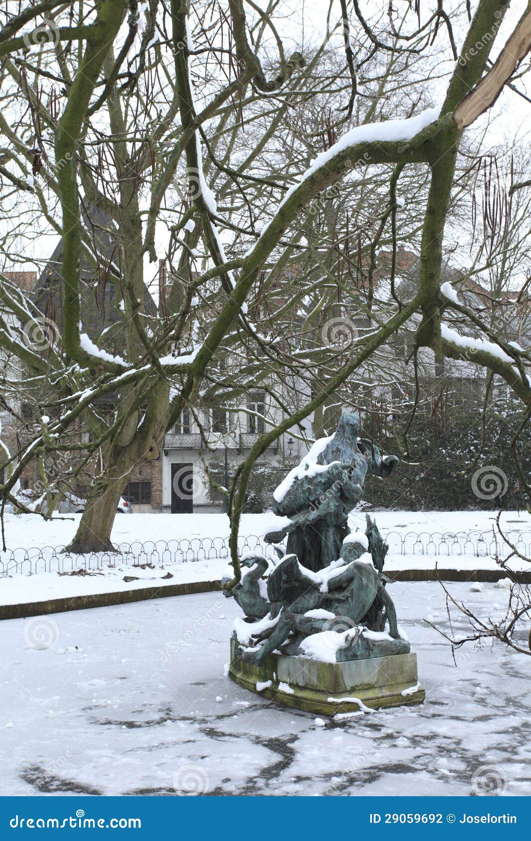 Snowy statues stock photo. Image of heritage, lake, snow - 29059692