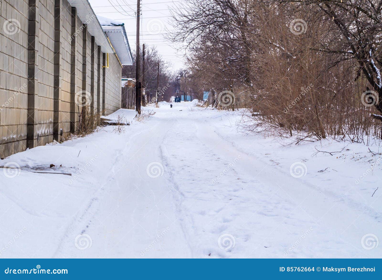 Snowy street stock photo. Image of weather, climate, season - 85762664