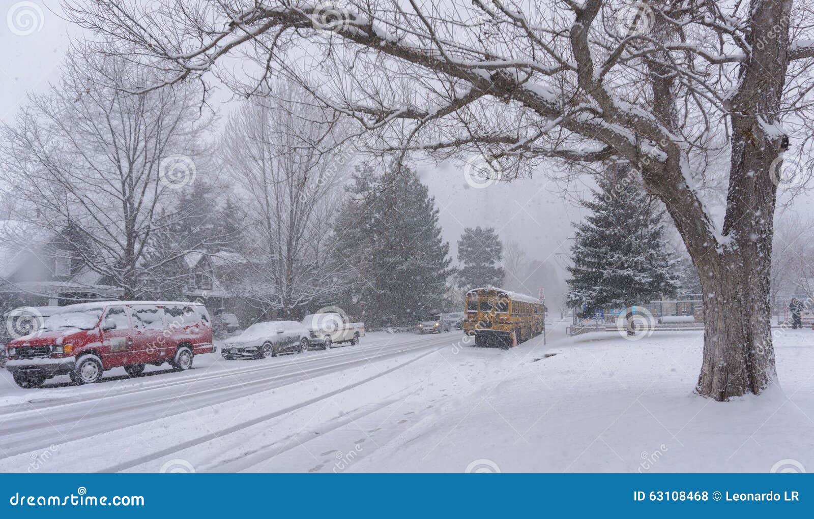 Snowy Street stock photo. Image of blizzard, street, season - 63108468