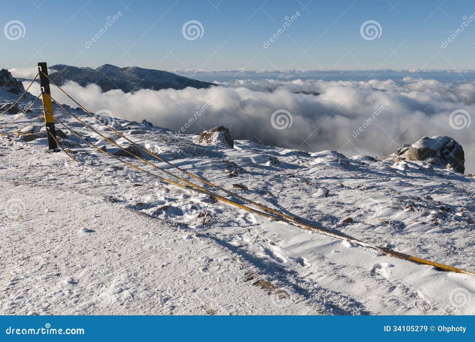Snowy summit stock image. Image of rock, frozen, step - 34105279