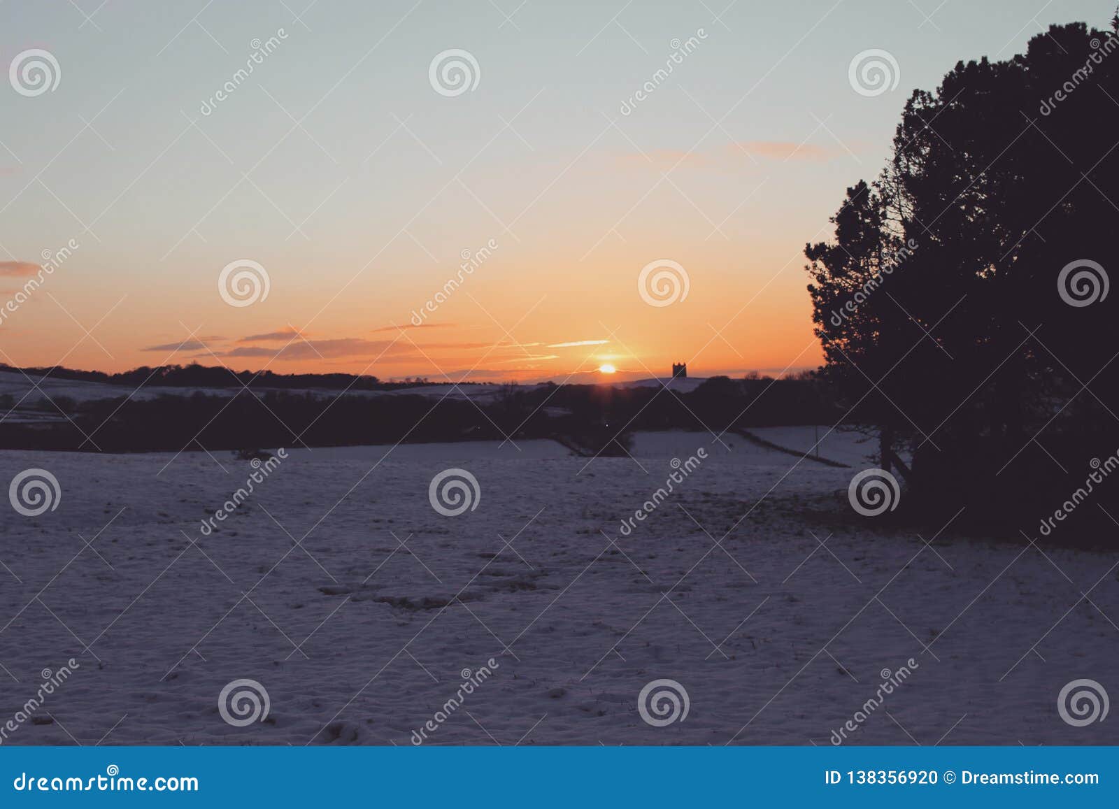 Snowy sunset stock photo. Image of district, nationalpark - 138356920