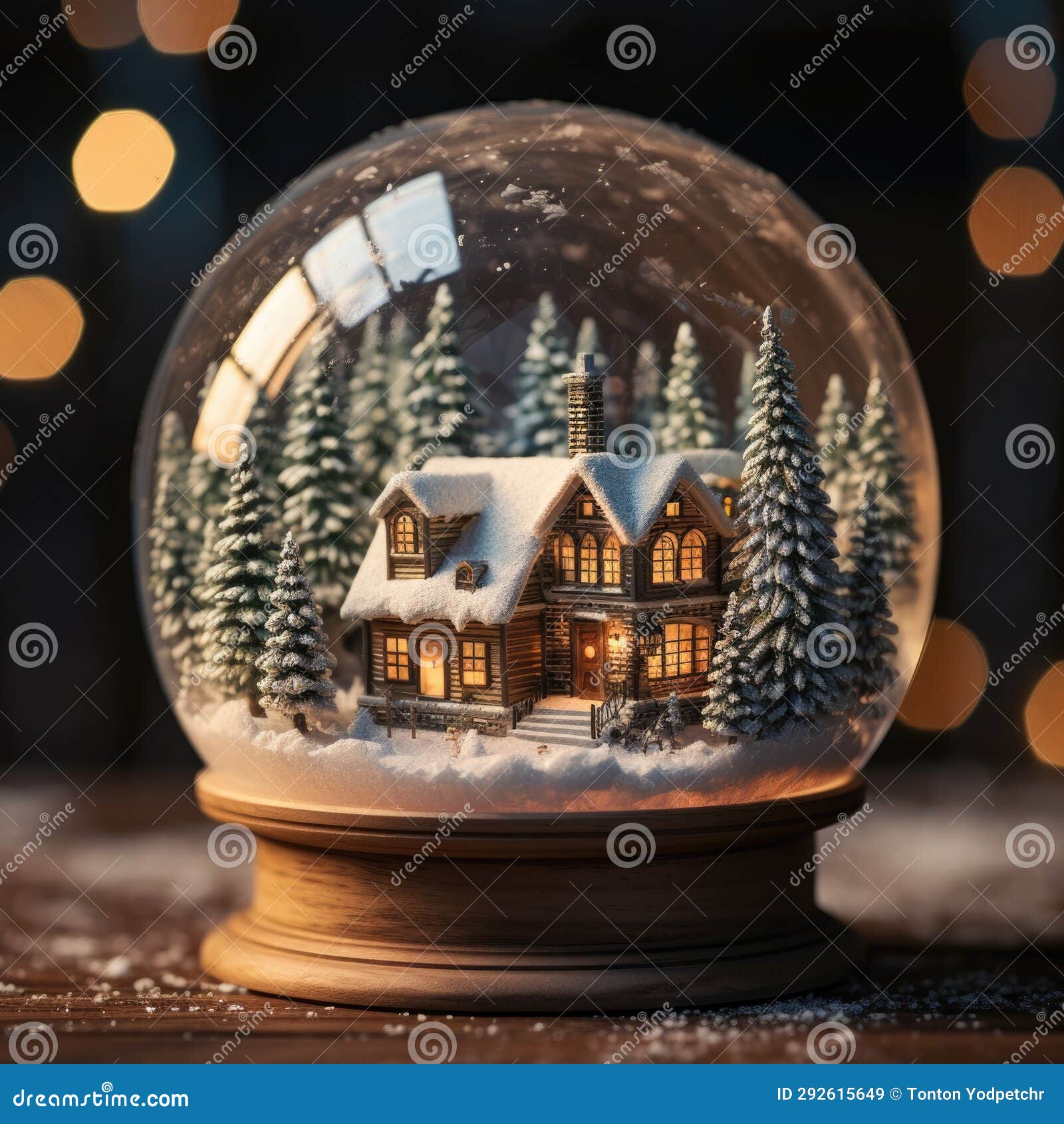 Snowy Tiny House in a Glass Ball, Stock Illustration - Illustration of ...