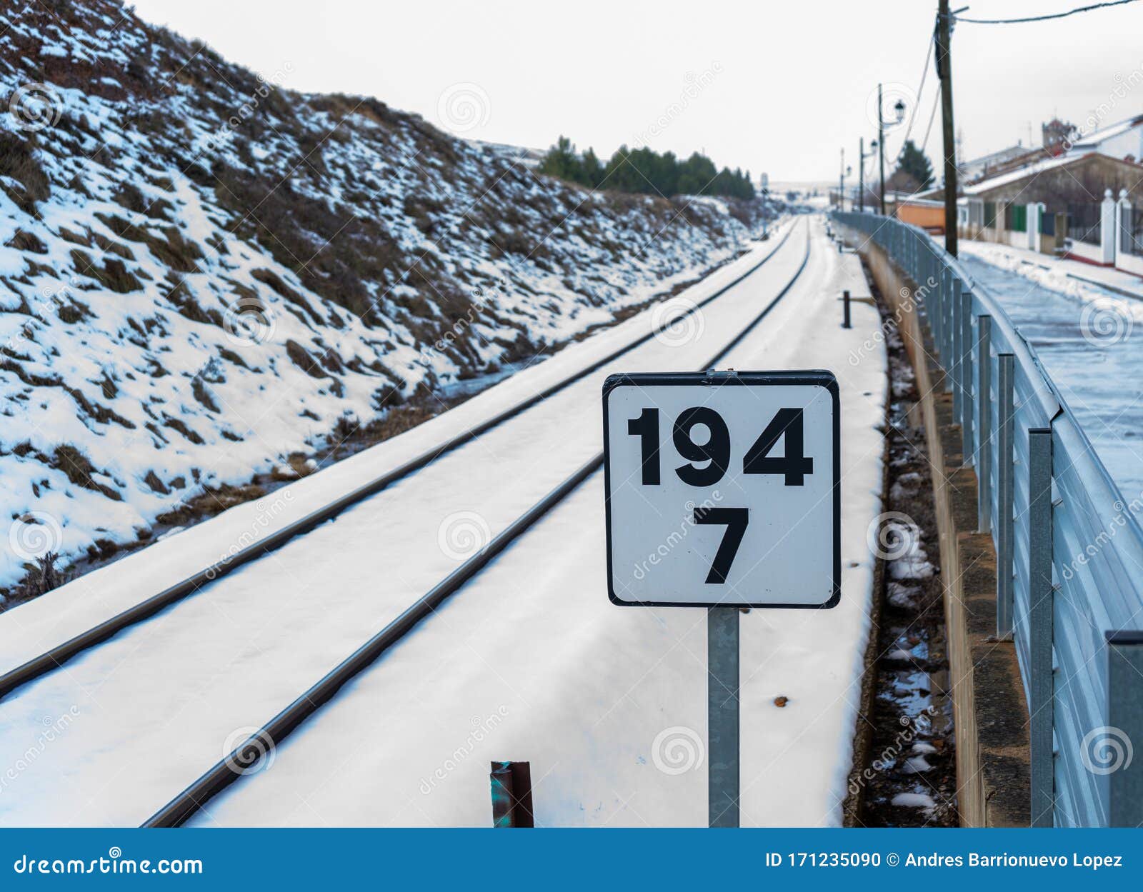 Snowy train tracks stock photo. Image of distance, lane - 171235090