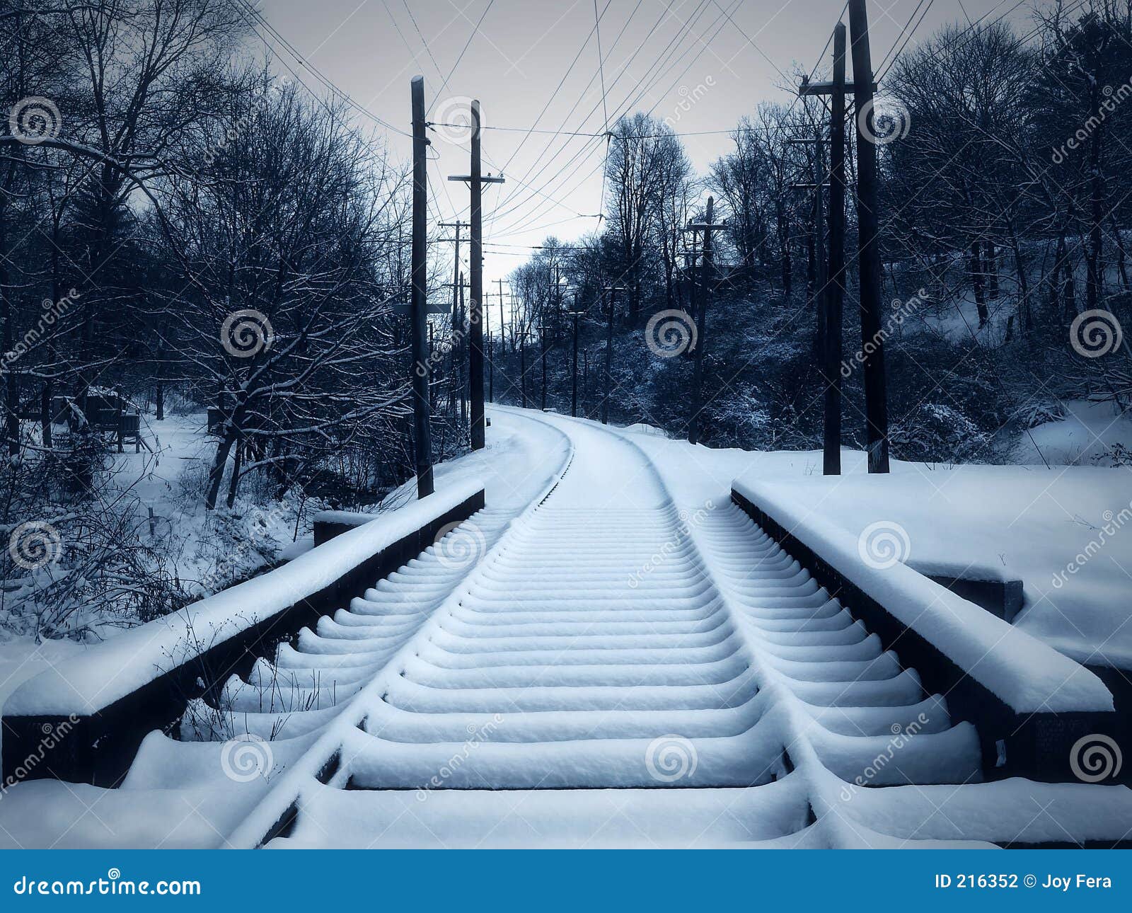 Snowy Trolley Track stock photo. Image of port, freight - 216352