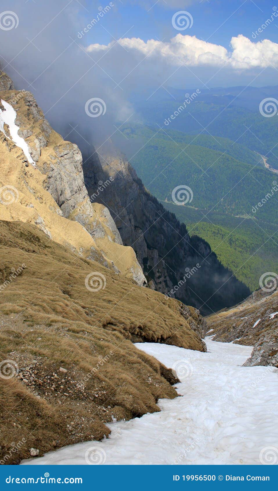 Snowy valley stock photo. Image of blue, alpinism, hiking - 19956500