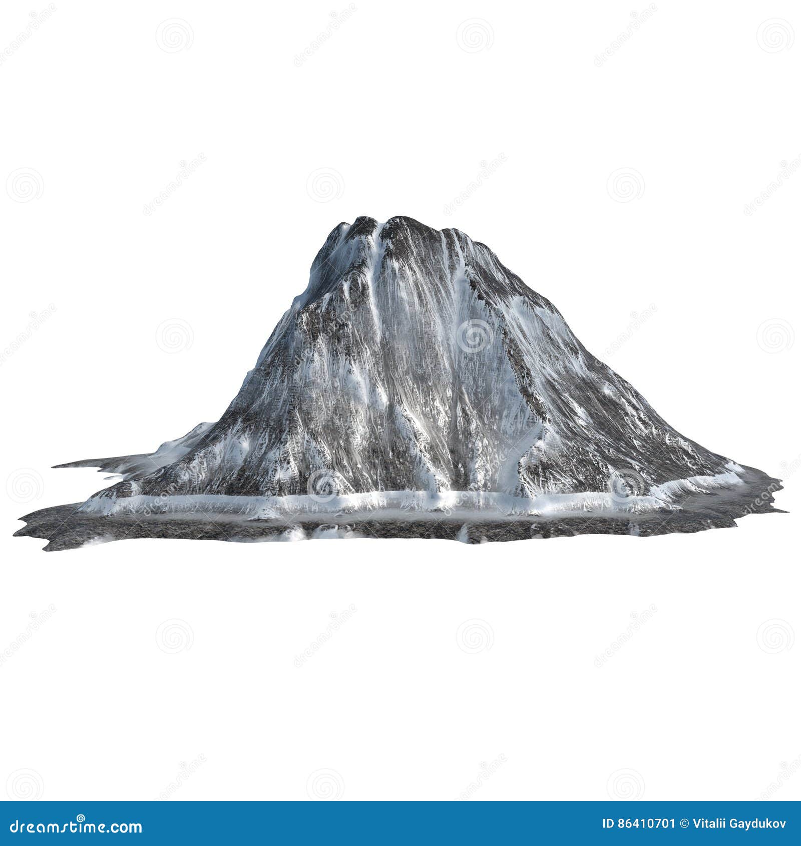 Snowy Volcano on an Isolated White Background .3d Illustration ...