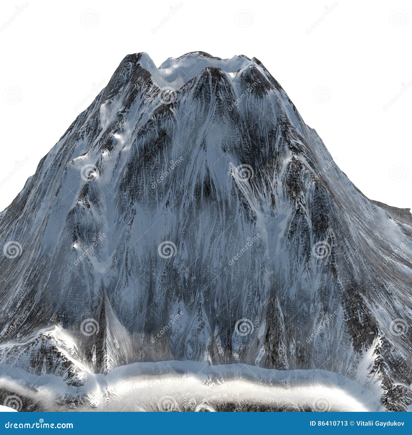 Snowy Volcano on an Isolated White Background .3d Illustration ...
