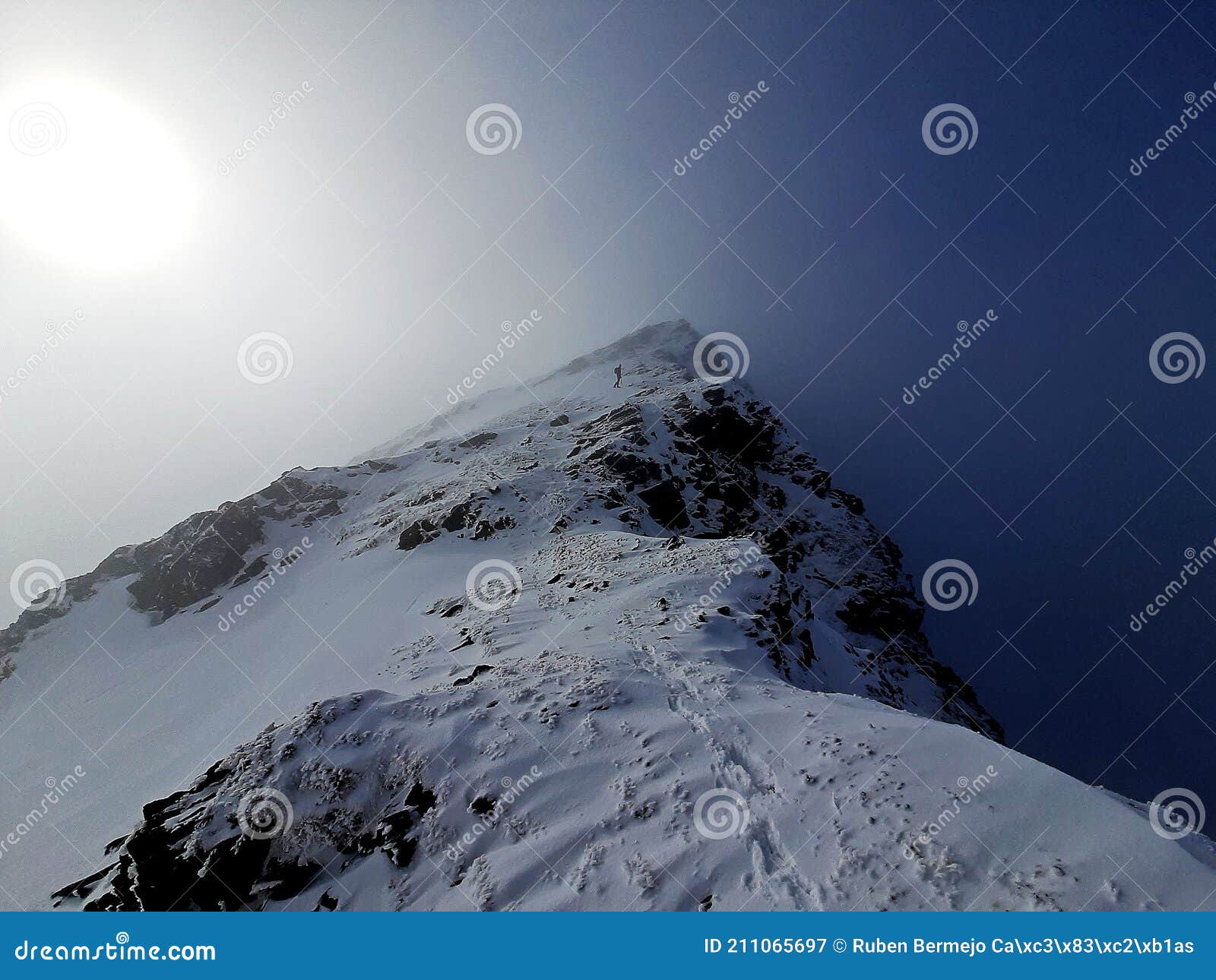 Snowy and Wild Black Mountain in the Mist Stock Image - Image of ...