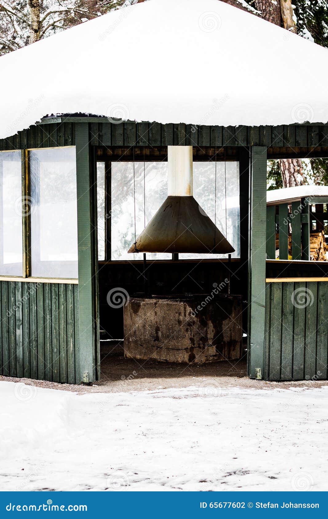 Snowy wind shelter stock photo. Image of wood, wind, cosy - 65677602