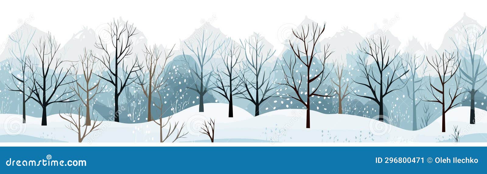 Snowy Winter Forest Vector Simple 3d Smooth Cut and Isolated ...