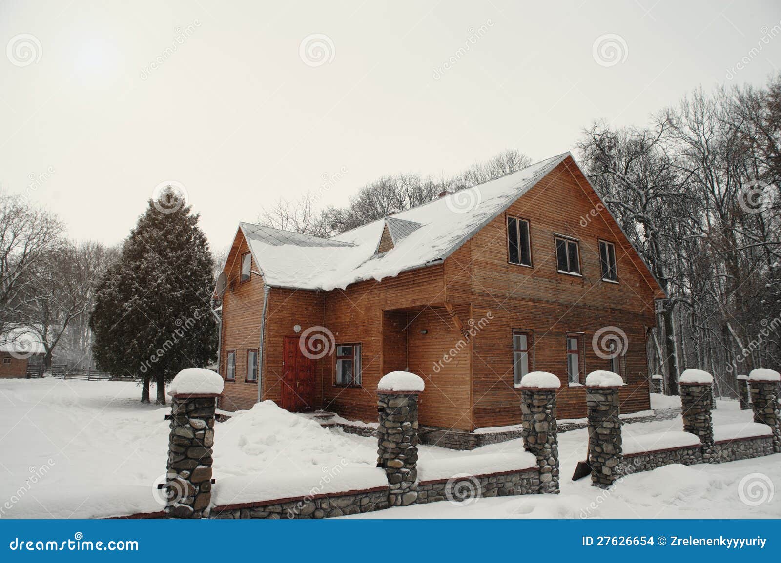 Snowy winter house stock photo. Image of blue, nature - 27626654