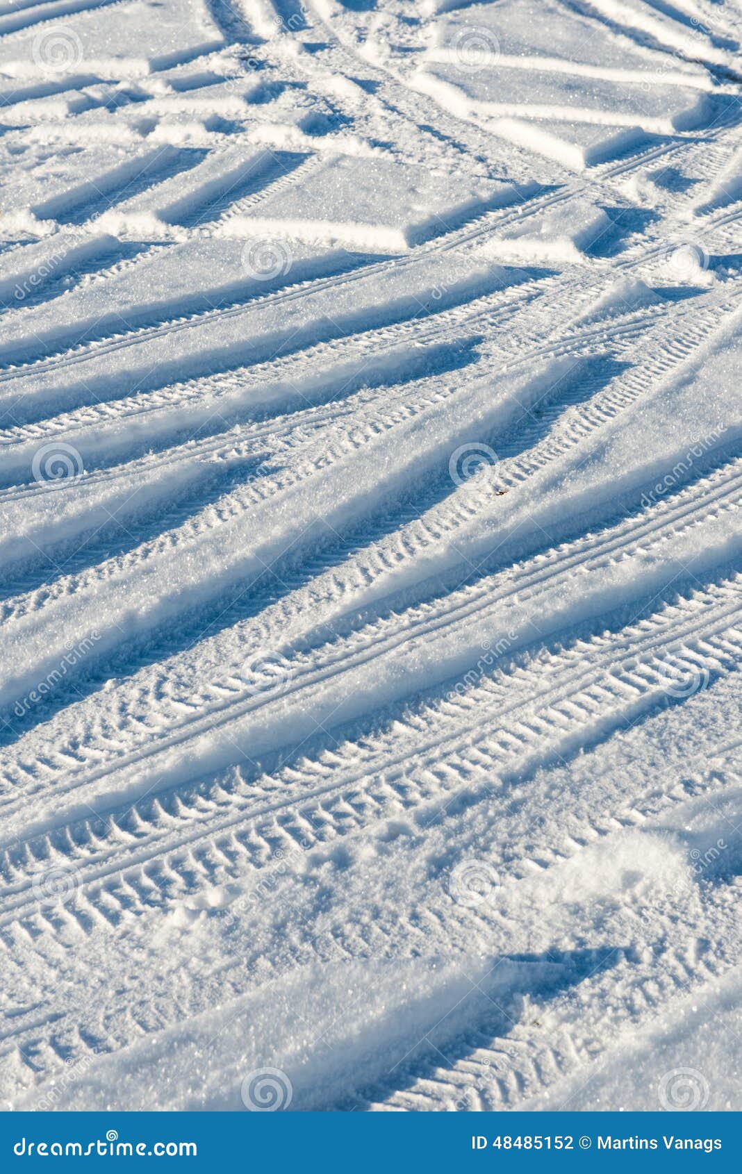 Snowy Winter Road with Tire Markings Stock Photo - Image of glitter ...