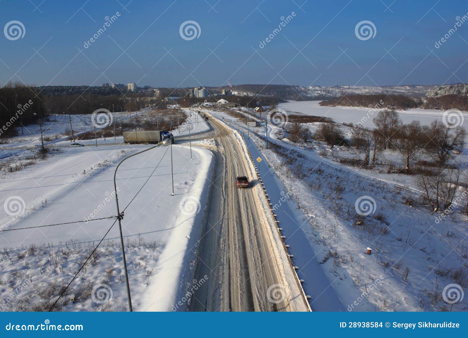 Snowy winter road top view stock photo. Image of snowy - 28938584