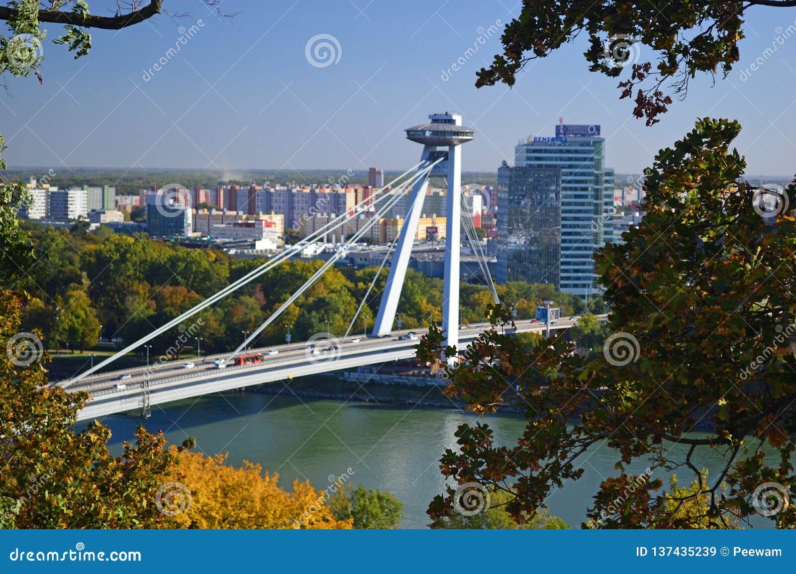 SNP Bridge and the UFO Tower Slovakia Editorial Stock Image - Image of ...