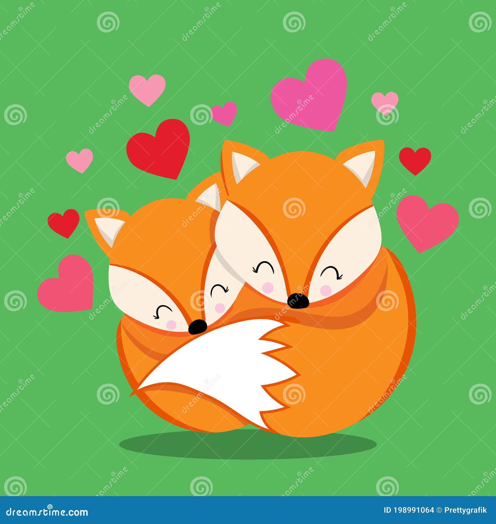 Snuggle Fox 08 Cartoon Vector | CartoonDealer.com #198991067