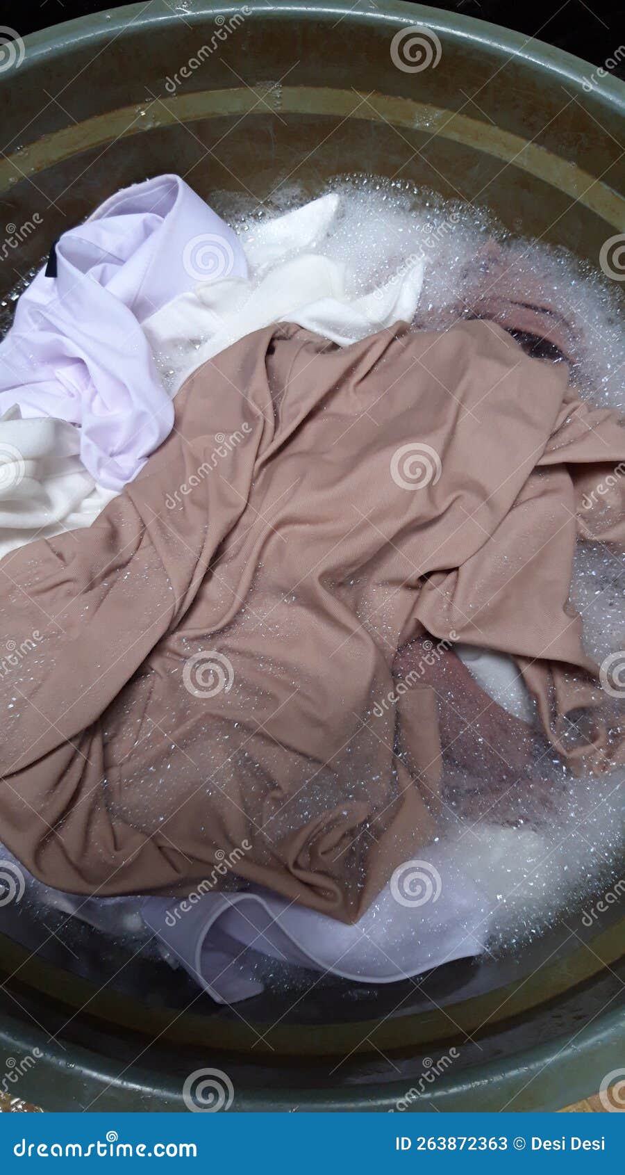 Soak Clothes in Detergent before Washing Stock Image - Image of house ...