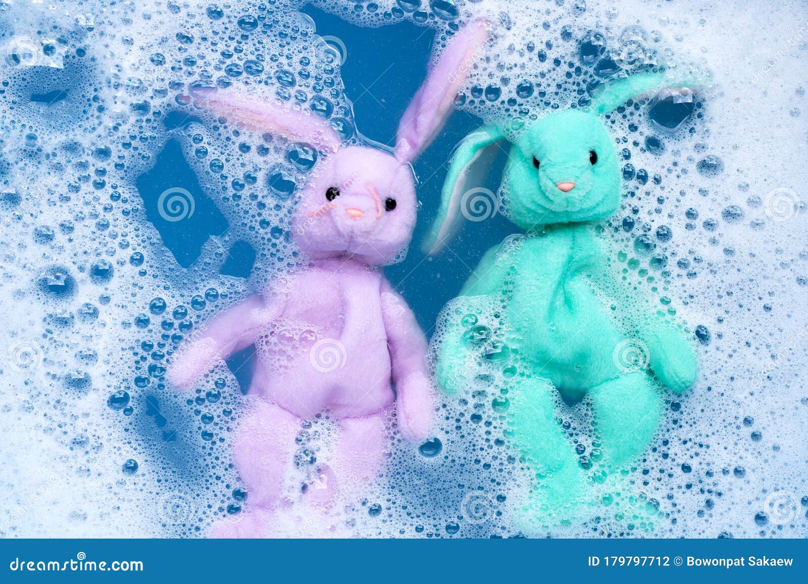 Soak Rabbit Dolls in Laundry Detergent Water Dissolution before Washing ...