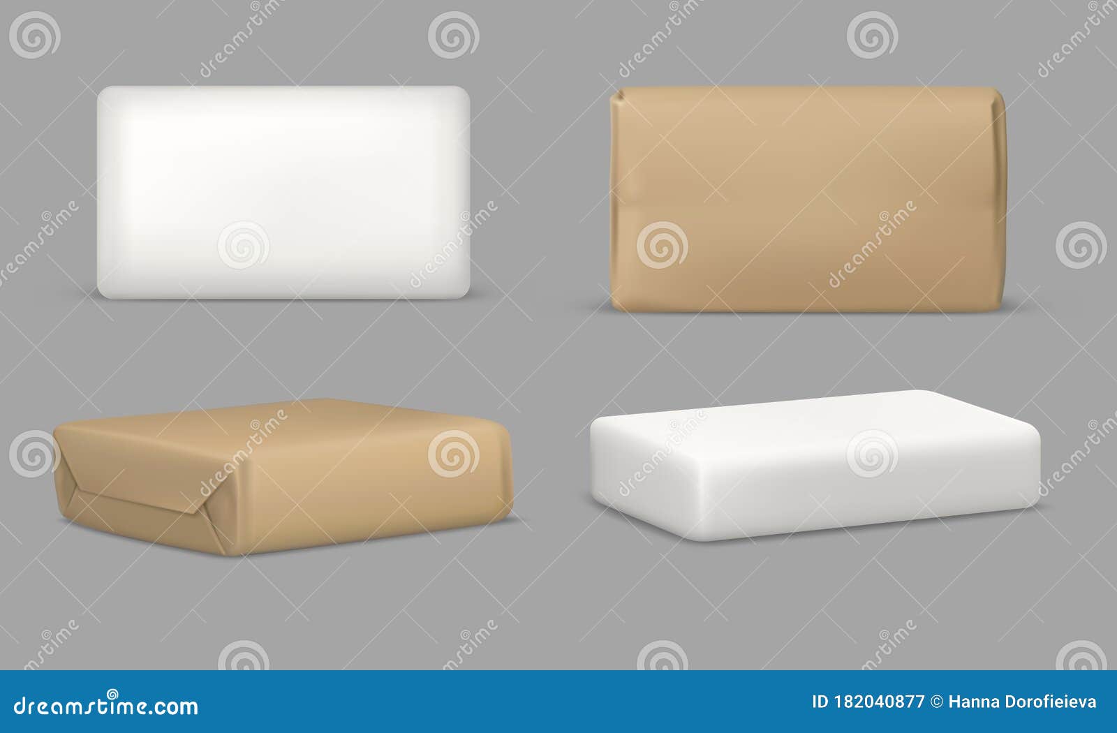 Soap Bar and Package, Rectangular Mockup Template Stock Vector ...